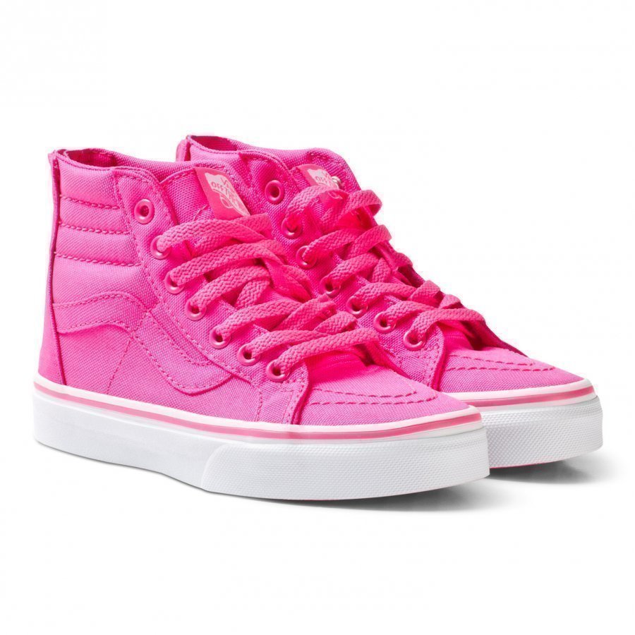 Vans Pink Neon Canvas Sk8-Hi Zip Trainers Korkeavartiset Kengät ...